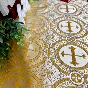 Home Altar Catholic Liturgical Runner Gold White Metallic Gold 2 Sizes ...