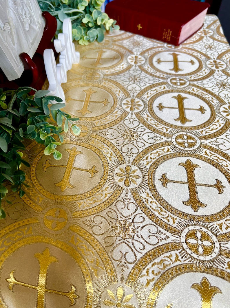 Home Altar Catholic Liturgical Runner Gold White Metallic Long - Etsy