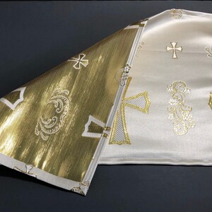 Altar Cloth Catholic Christian Home Ivory Brocade Large Metallic Gold ...