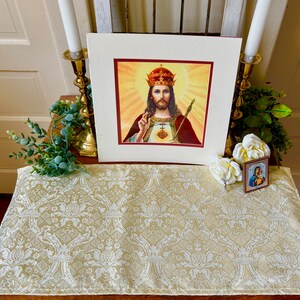 Catholic Home Altar Cloth Ivory, Metallic Gold 2 Sizes Liturgical ...