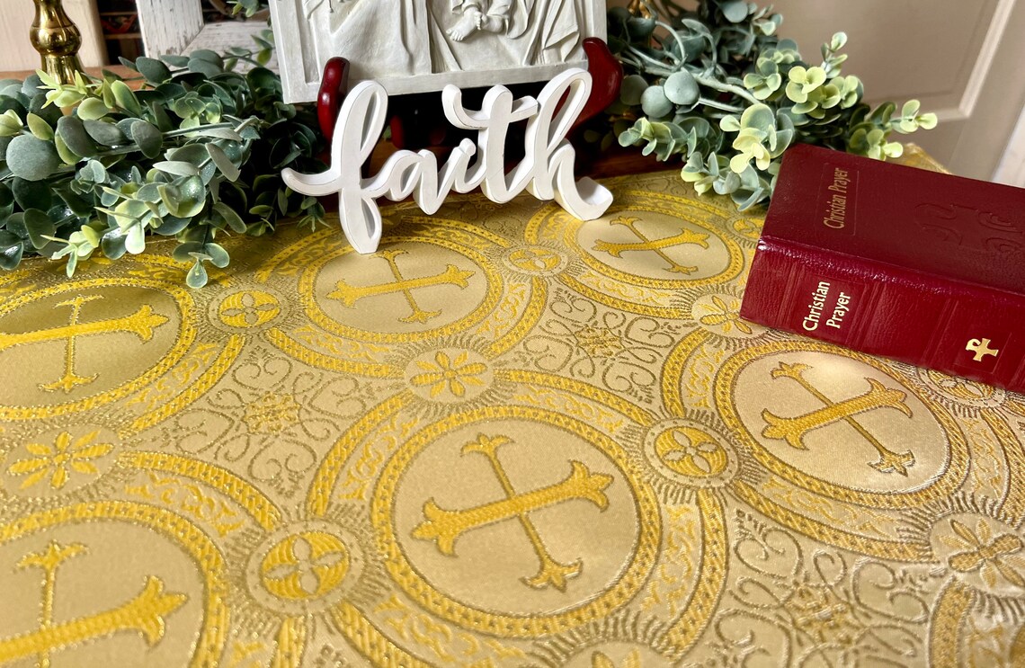 Home Altar Catholic Liturgical Runner Gold White Metallic Long - Etsy