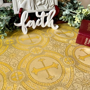 Home Altar Catholic Liturgical Runner Gold White Metallic Gold 2 Sizes ...