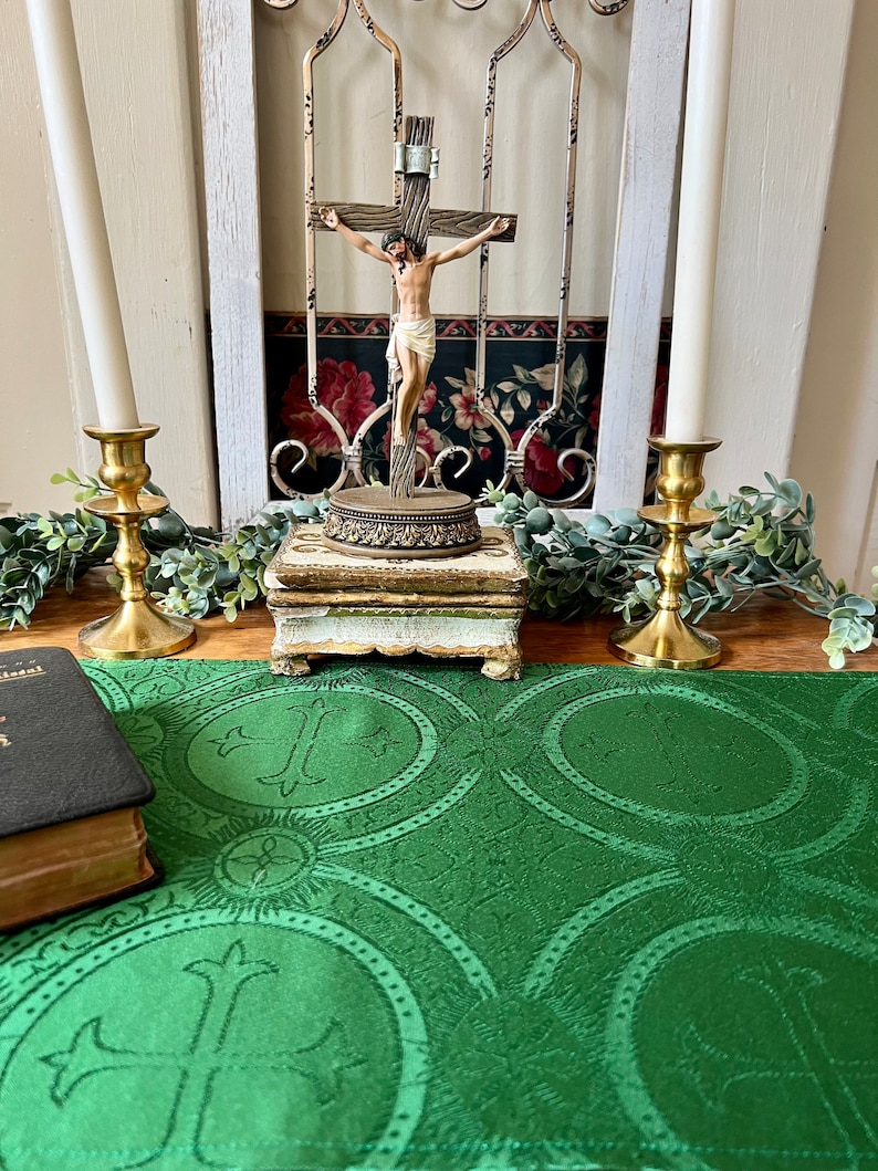 Altar Cloth Catholic Christian Home Green 2 Sizes Liturgical Runner ...