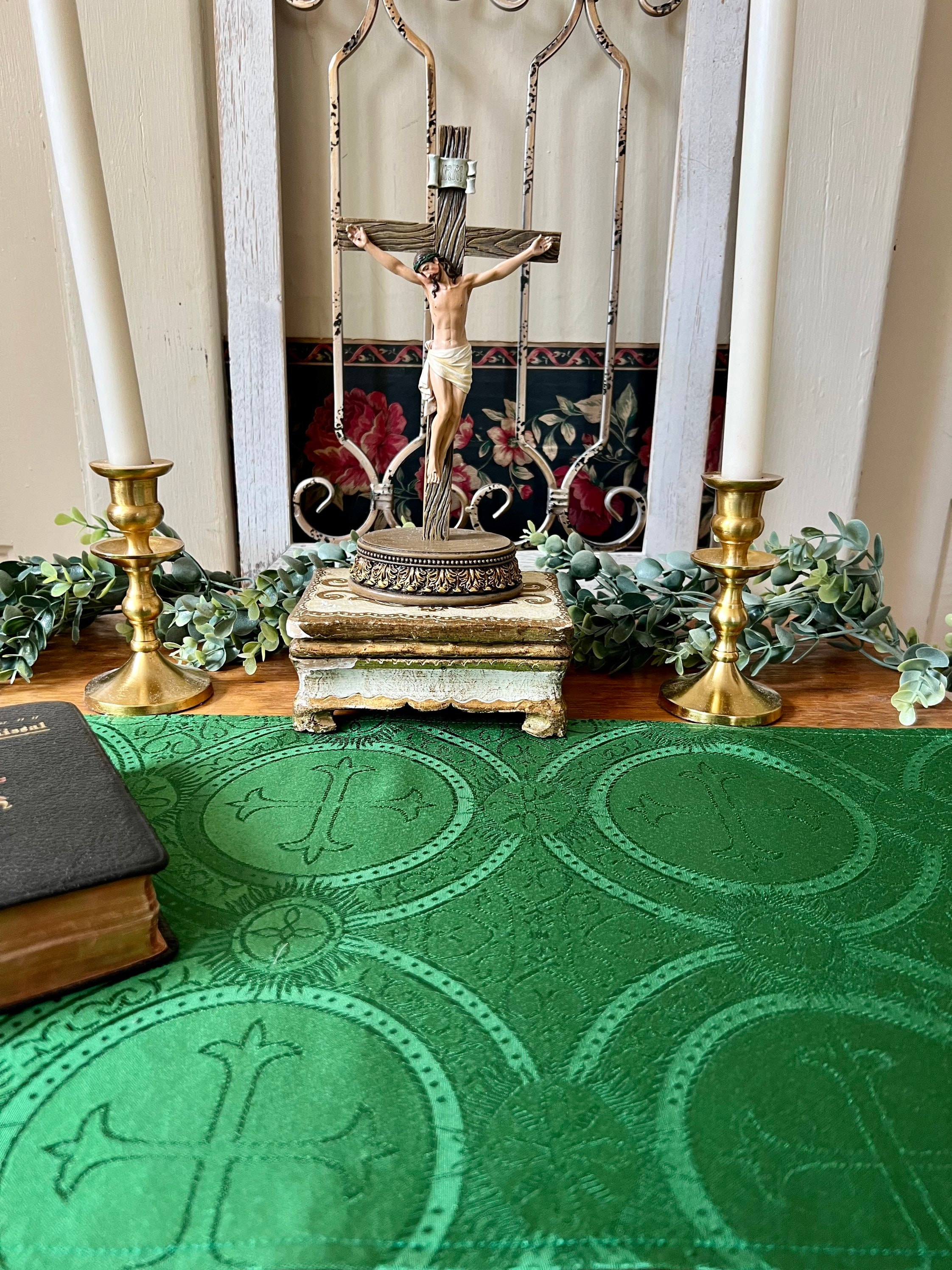Altar Cloth Catholic Christian Home Green 2 Sizes Liturgical Runner ...