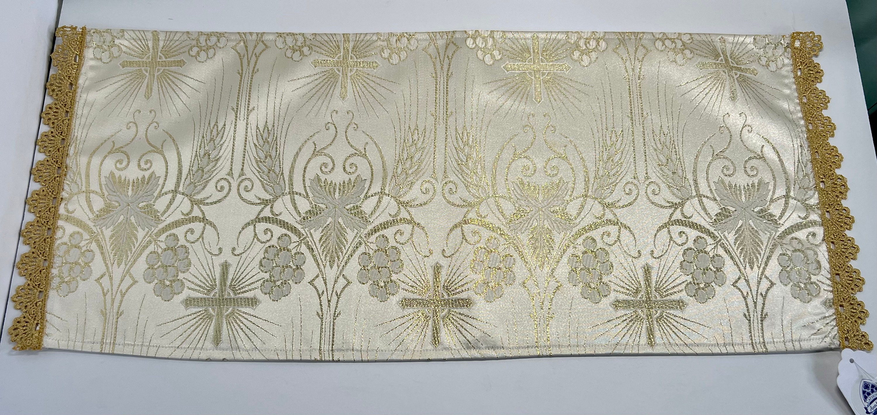 Catholic Home Altar Cloth Ivory Metallic Gold 2 Sizes Gold Trim ...