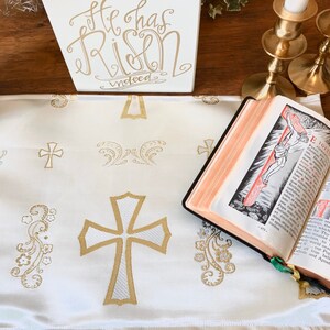 Altar Cloth Catholic Christian Home Ivory Brocade Large Metallic Gold ...