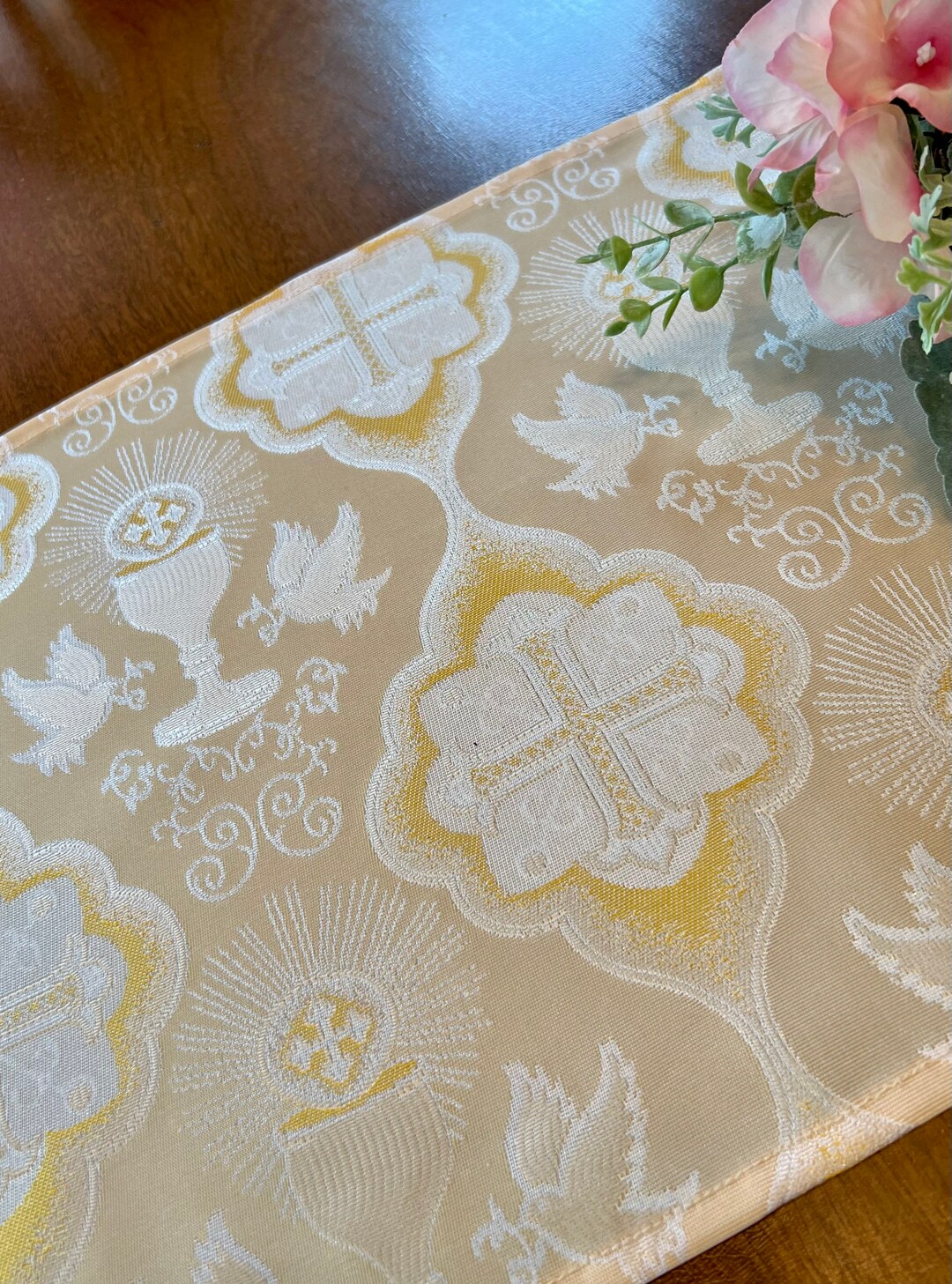 Catholic Table Runner First Communion Eucharist 2 Sizes White Pale ...