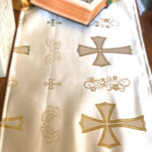 Altar Cloth Catholic Christian Home Ivory Brocade Large Metallic Gold ...
