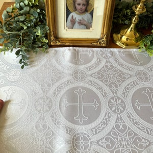 Home Altar Cloth Catholic Christian White 12 X 47 Inches Gold Trim ...