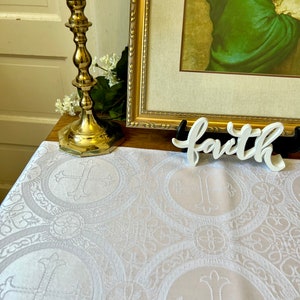 Home Altar Cloth Catholic Christian White 12 X 47 Inches Gold Trim ...