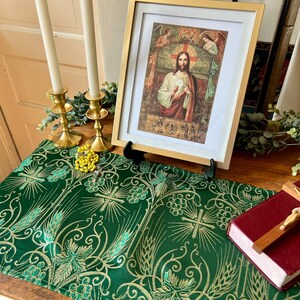 Altar Cloth Catholic Christian Home Green Metallic Gold 4 Sizes Linens ...