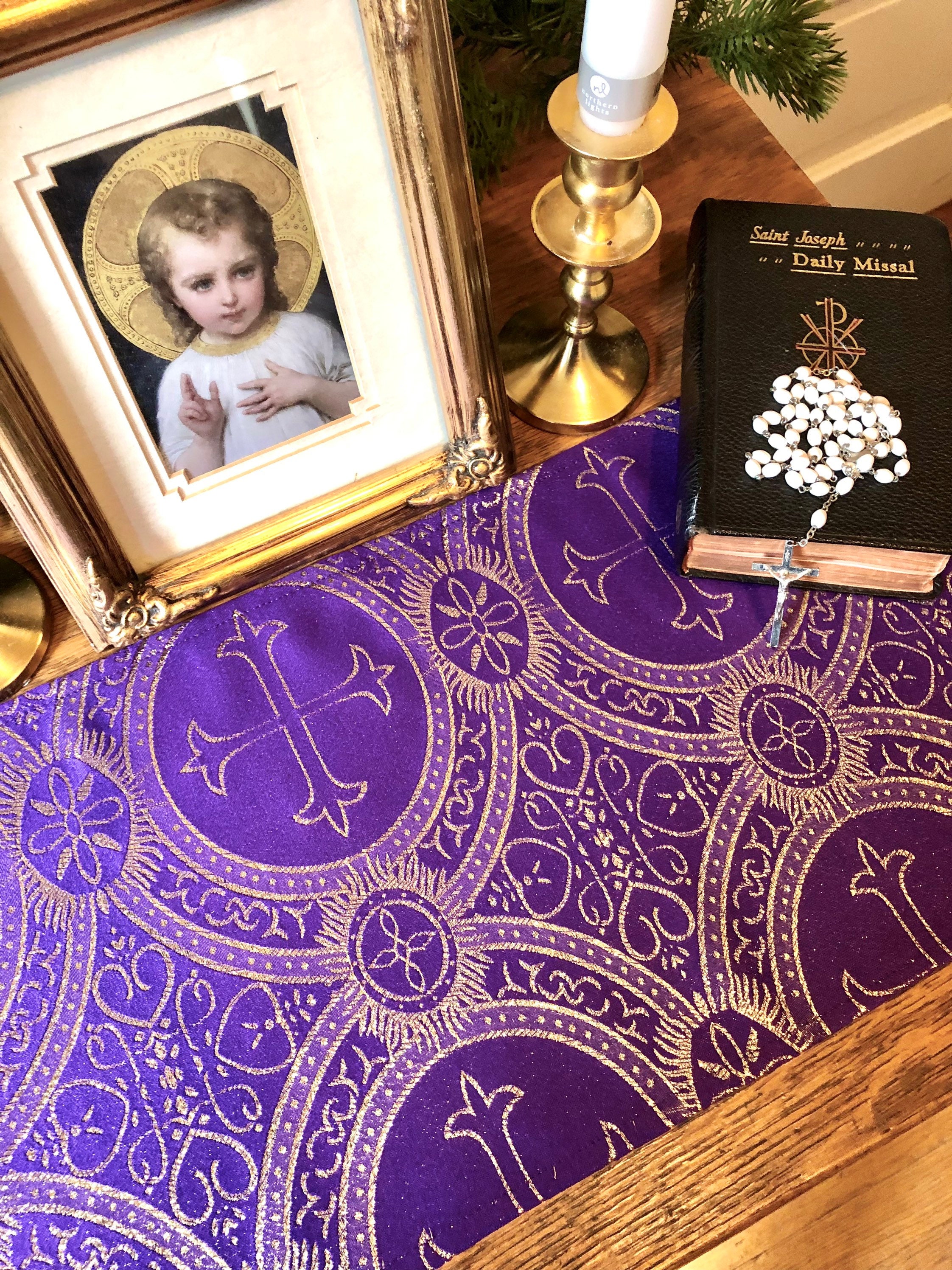 advent-altar-cloth-catholic-christian-home-purple-metallicgold-etsy-uk