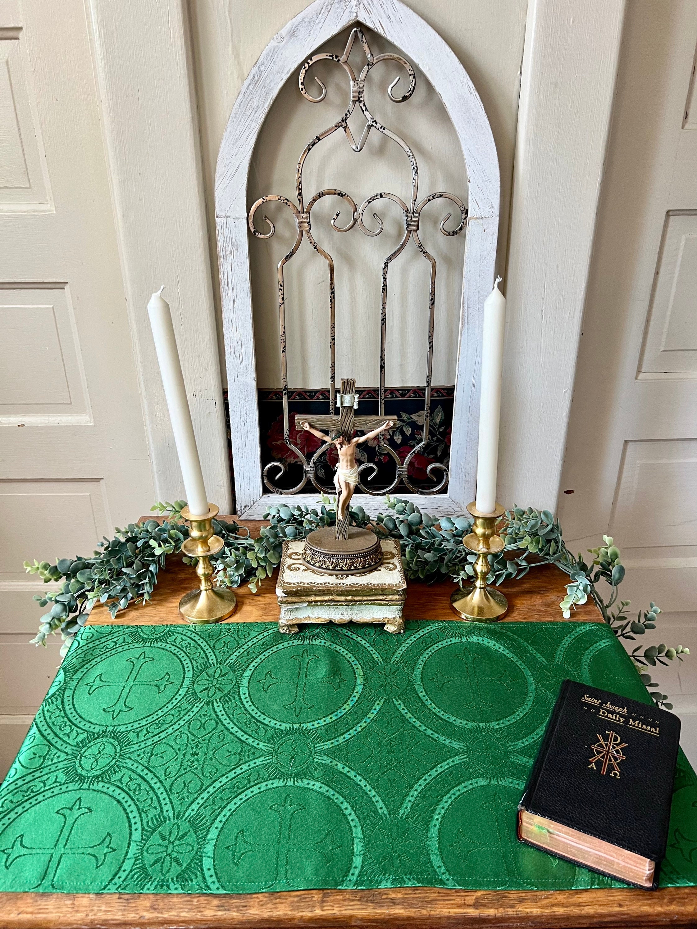 Altar Cloth Catholic Christian Home Green 2 Sizes Liturgical Runner ...