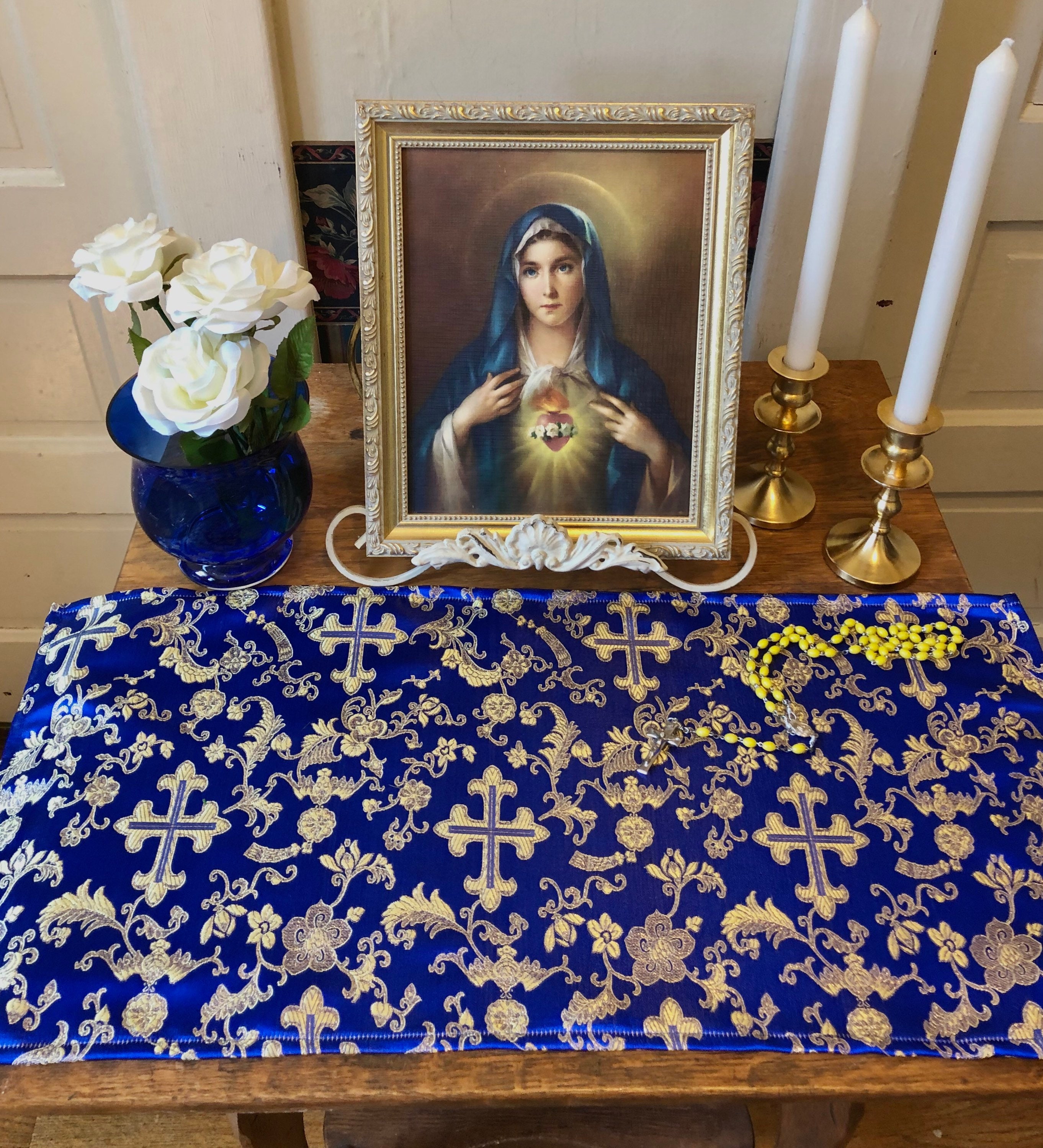 Altar Cloth Catholic Christian Home Prayer Table Runner Blue - Etsy