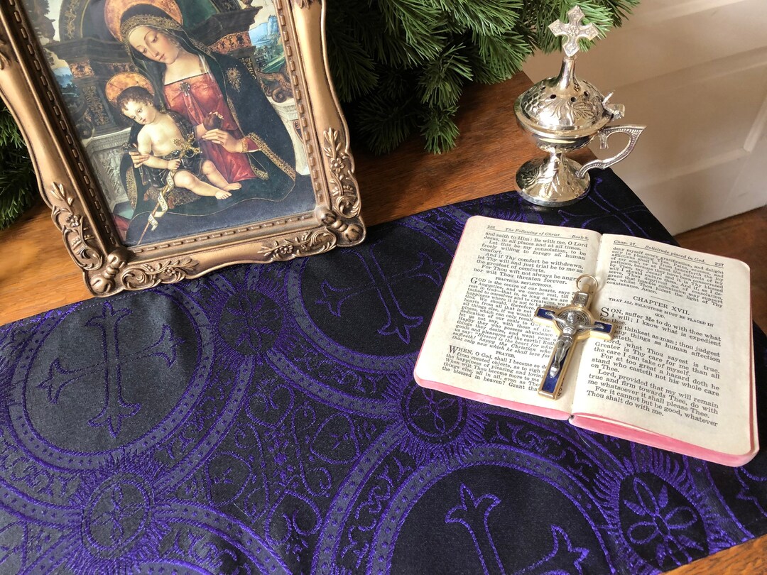 Home Altar Lent Catholic Prayer Table Cloth Purple Black Penance ...