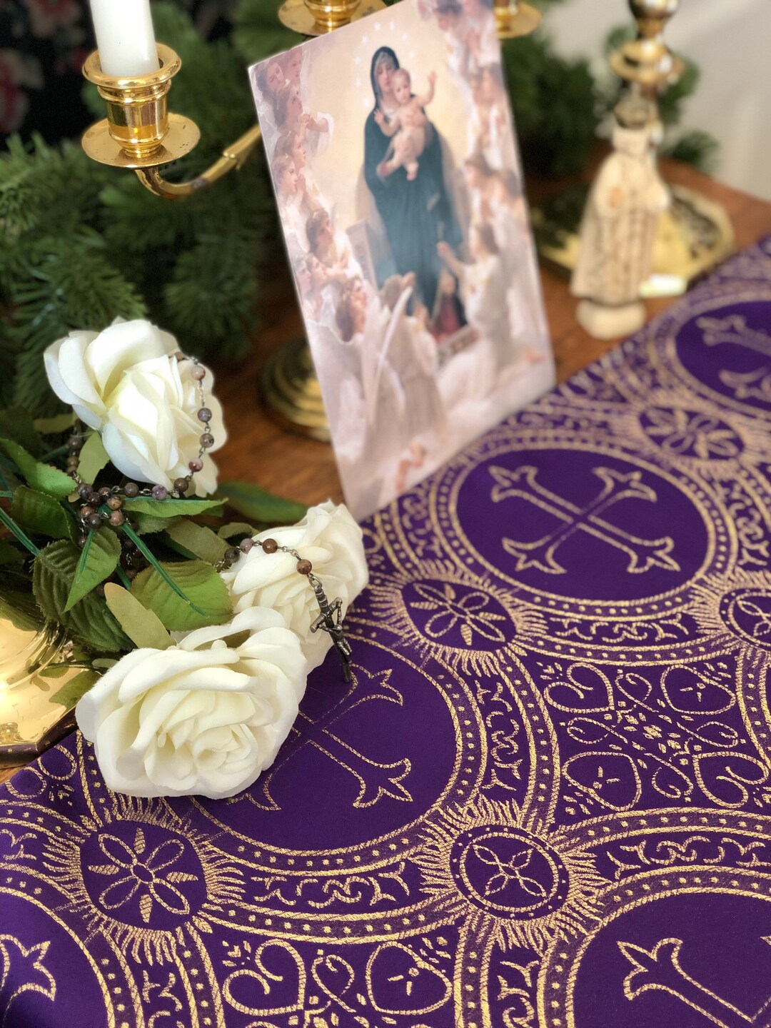 Advent Home Altar Cloth Catholic Purple Metallic Gold, Multiple Sizes ...