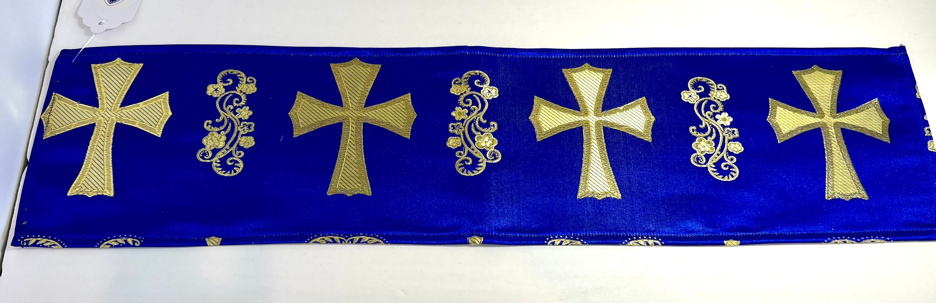 Altar Cloth Catholic Christian Home Blue Metallic Gold Crosses - Etsy