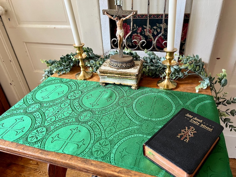 Altar Cloth Catholic Christian Home Green 2 Sizes Liturgical Runner ...