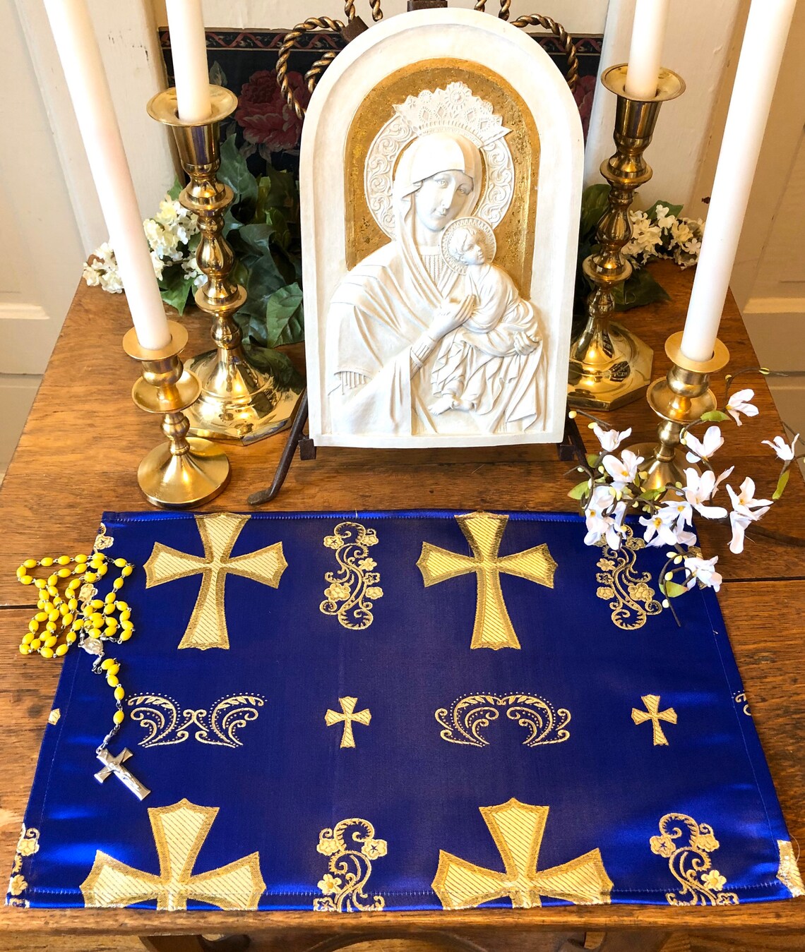 Altar Cloth Catholic Christian Home Prayer Table Small Blue | Etsy