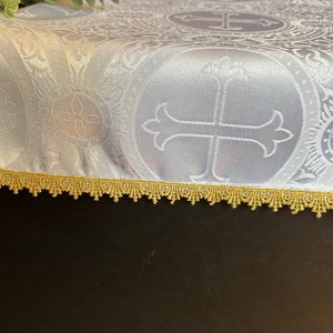 Home Altar Cloth Catholic Christian White 12 X 47 Inches Gold Trim ...