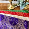 Altar Cloth Catholic Christian Home Blue Metallic Gold Crosses Narrow ...