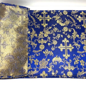 Altar Cloth Catholic Christian Home Prayer Table Runner Blue Metallic ...