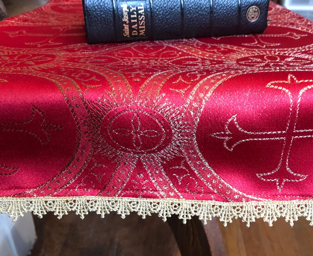 Altar Cloth Catholic Christian Home, Red and Metallic Gold With Gold ...