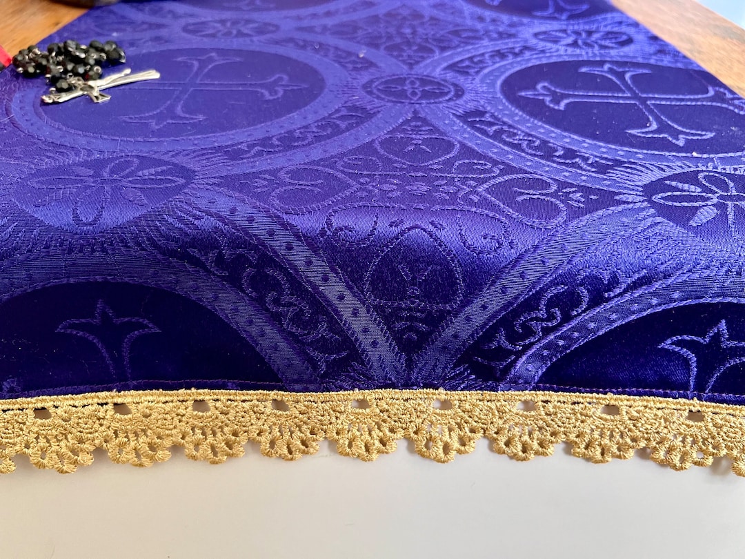 Home Altar Catholic Christian Lent Purple 29.5 X 12.5 Inch Gold Trim ...