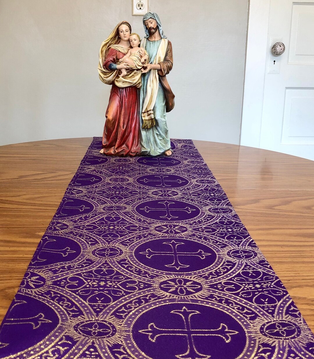 Lent Table Runner Purple Metallic Gold Long 12 X 70” Catholic Christian ...