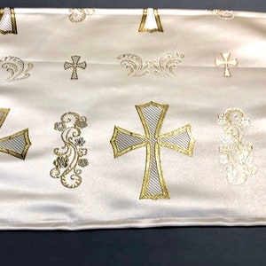 Altar Cloth Catholic Christian Home Ivory Brocade Large Metallic Gold ...