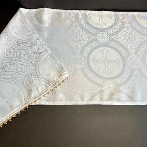 Home Altar Cloth Catholic Christian White 12 X 47 Inches Gold Trim ...