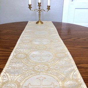 Christian Table Runner 12 X 50 Inches Ivory Metallic Gold Liturgical ...