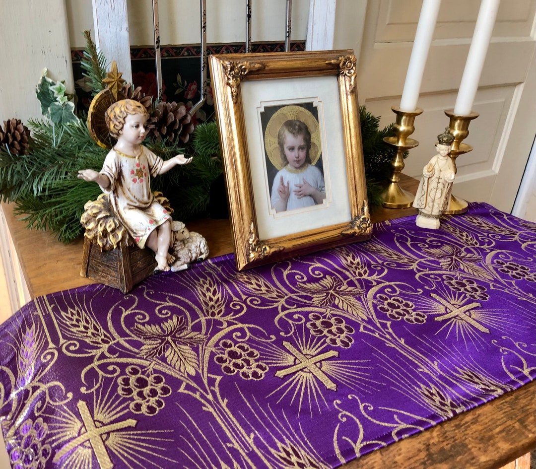 Advent Altar Cloth Catholic Christian Purple Metallic Gold 2 Sizes Lent ...