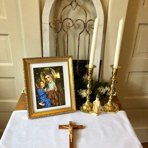 Altar Cloth Catholic Christian Home White Cotton With Rose Lace 3 Sizes ...