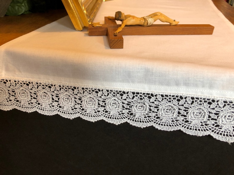 Altar Cloth Catholic Christian Home White Cotton With Rose - Etsy