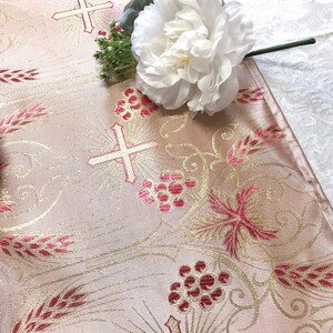 Catholic Table Runner Pink Metallic Golds First Communion Wedding ...