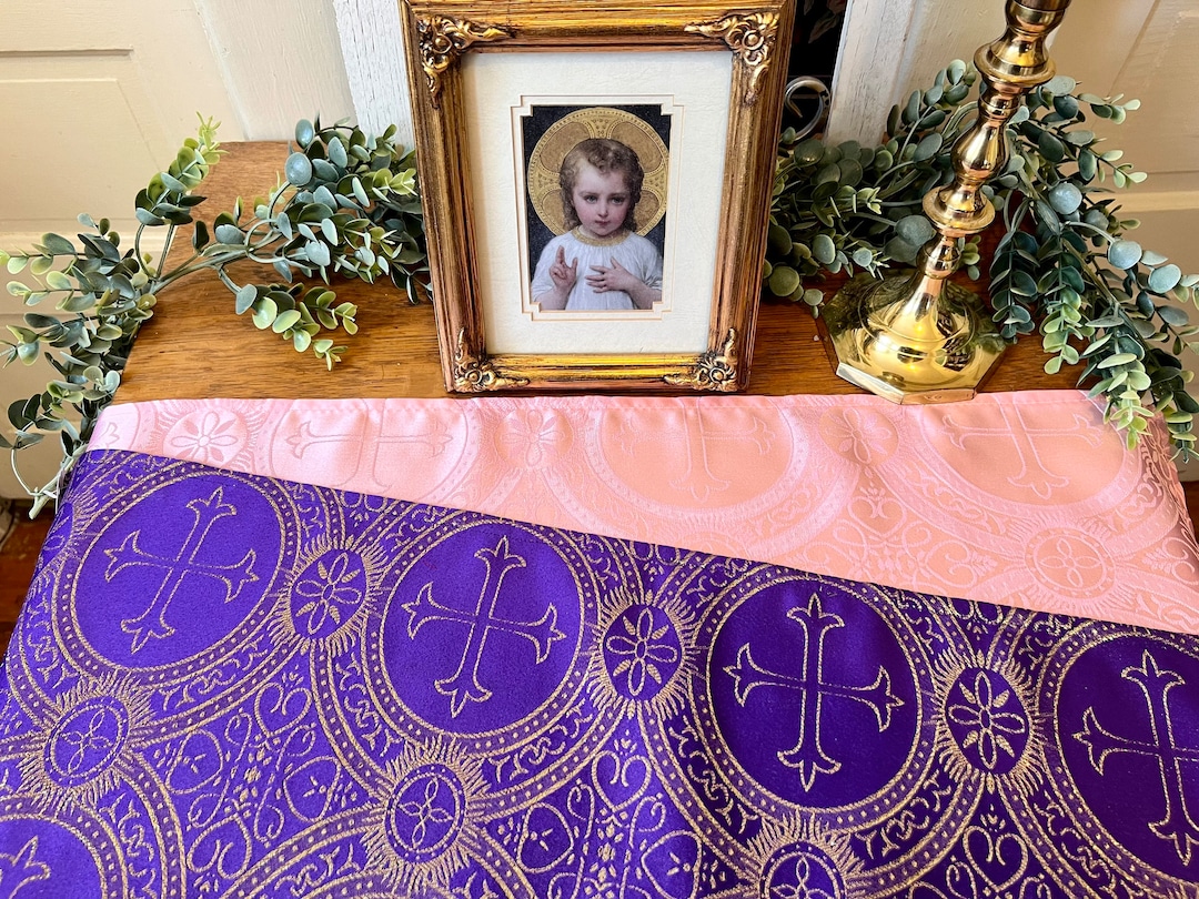 Advent Home Altar Catholic Christian Set of 2 Purple Metallic Gold ...