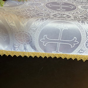 Home Altar Cloth Catholic Christian White 12 X 47 Inches Gold Trim ...
