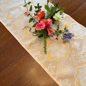 Catholic Table Runner First Communion Eucharist 2 Sizes White Pale ...