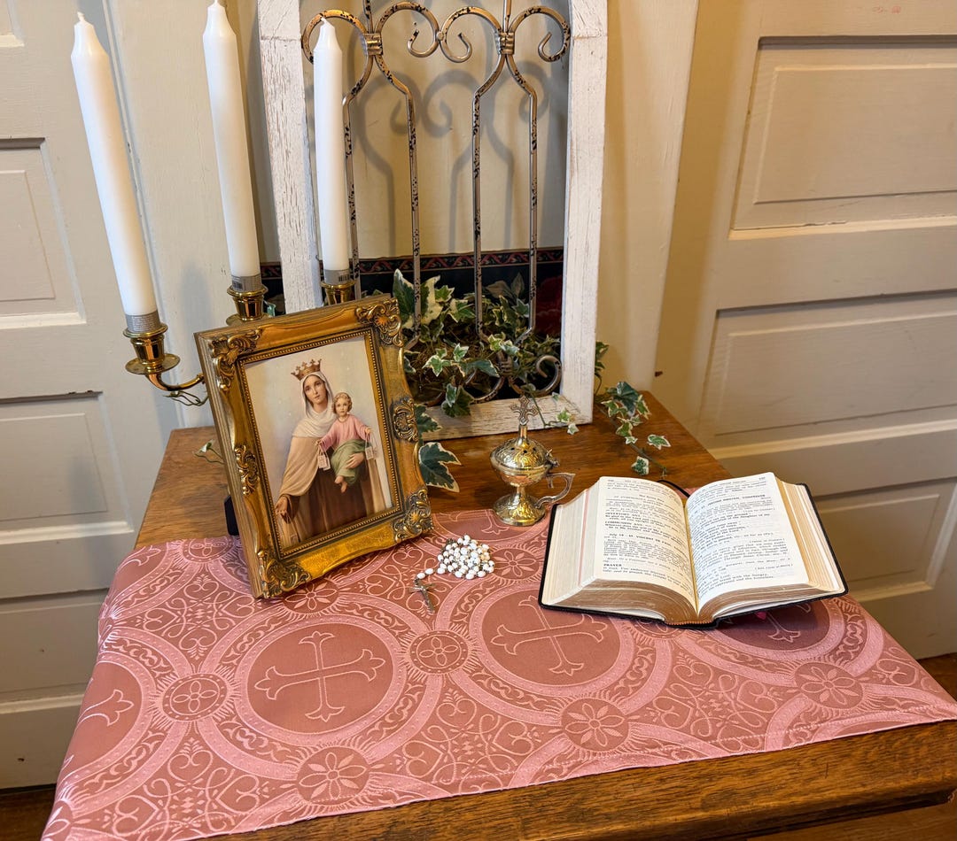 Altar Cloth Catholic Christian Home Pink Rose Advent Laetare Gaudate ...