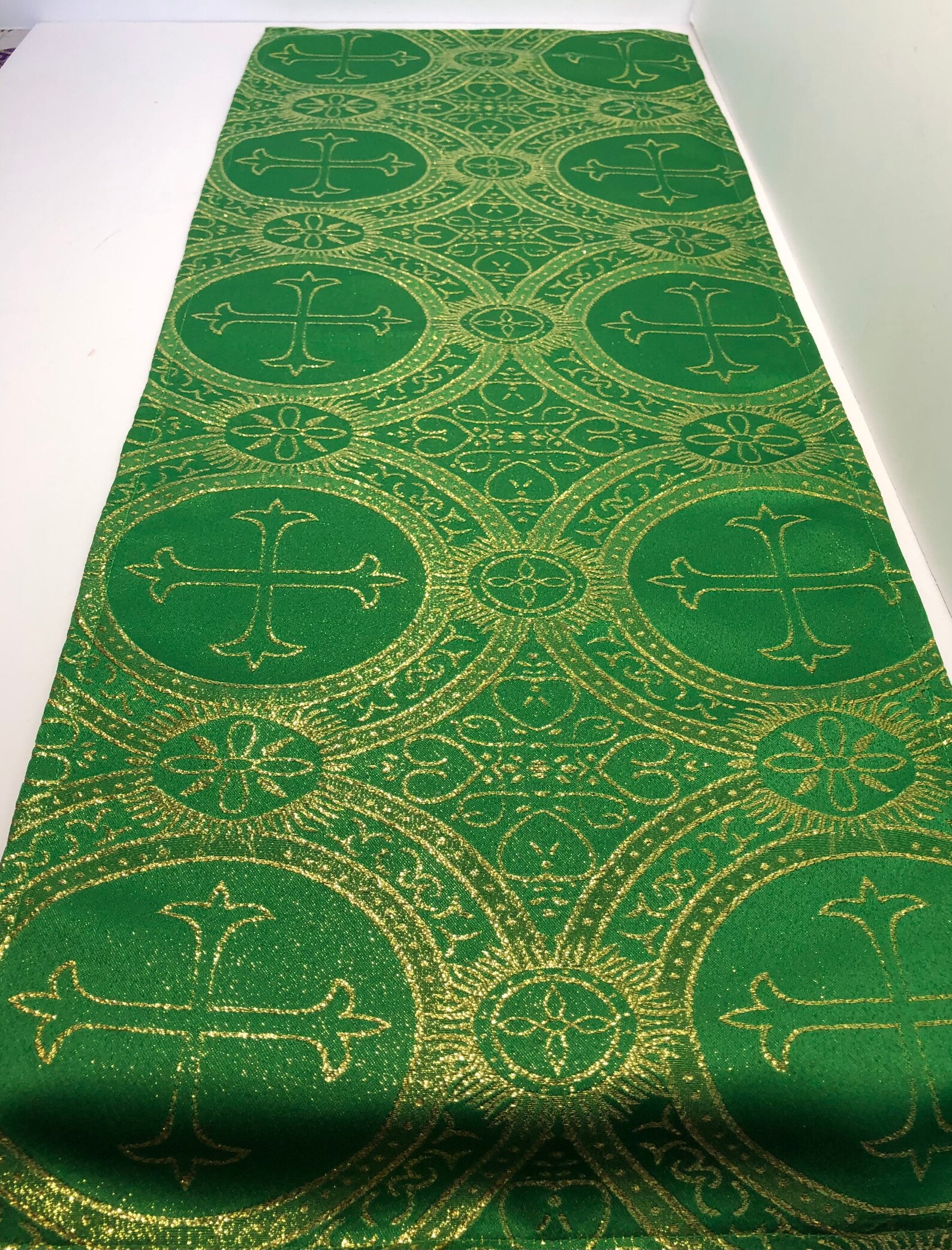 Altar Cloth Catholic Christian Home Green Gold Metallic - Etsy