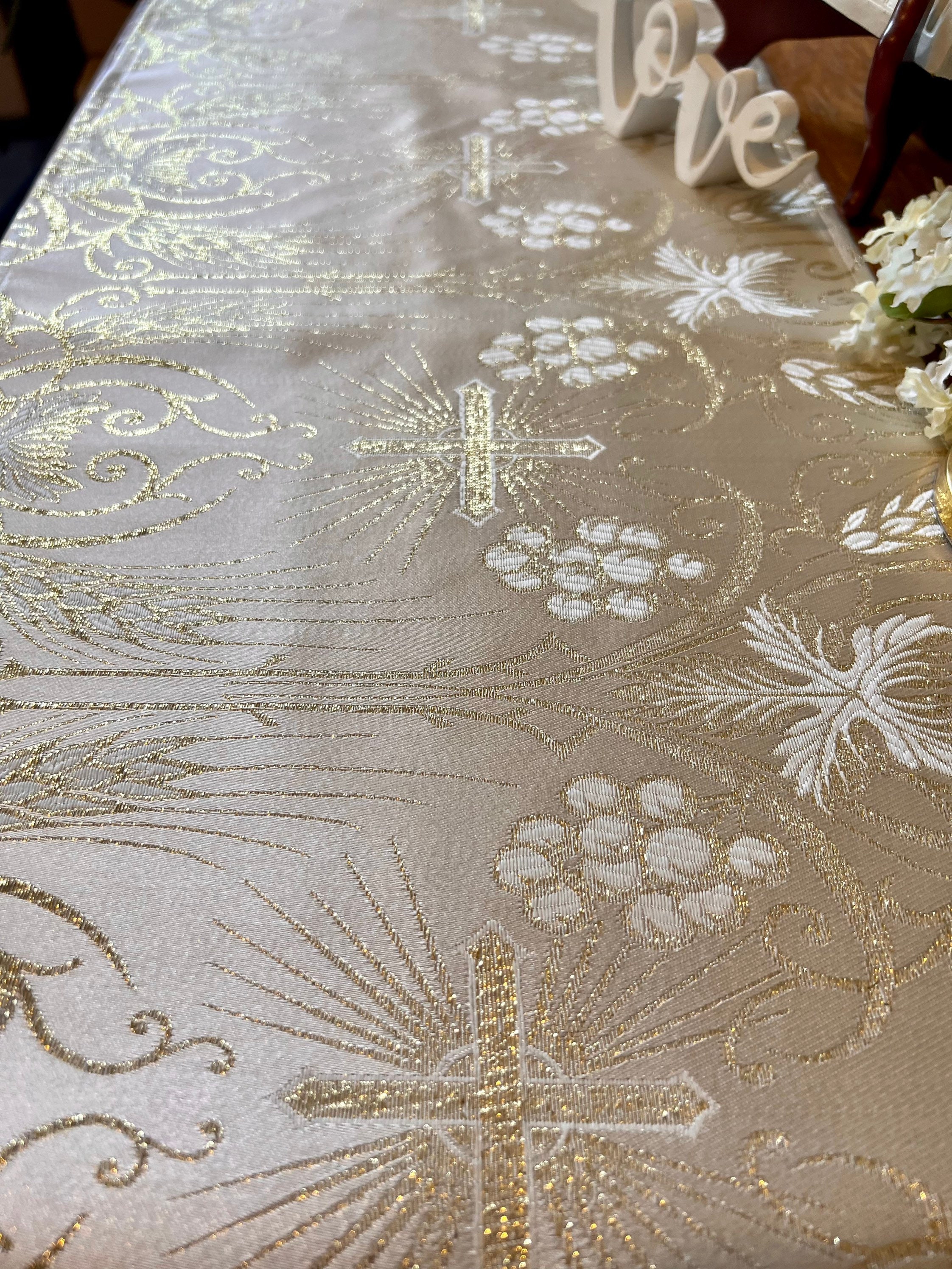 Catholic Home Altar Cloth Ivory Metallic Gold 2 Sizes Gold Trim ...