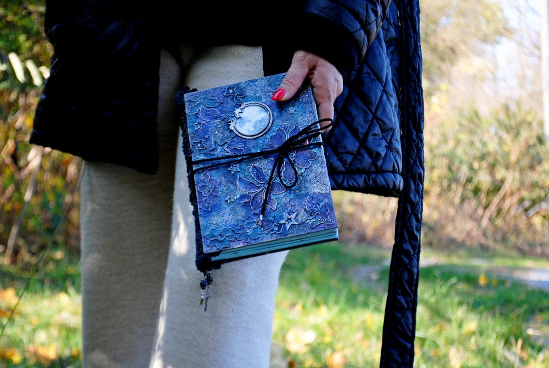 Magic Moonlight Journal — A5 Lunar Grimoire With Blue Paper | Celestial ...