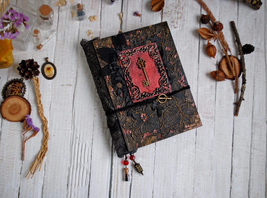 Gothic Journal Black Witch Grimoire A5 Dark Fairy Victorian Goth Book ...