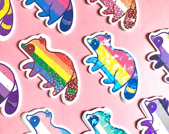Pride Raccoon Stickers Cute Animal Stickers Water Resistant Glossy ...