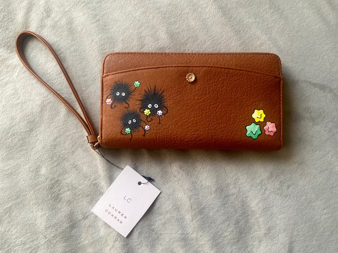 Custom Painted Studio Ghibli Vegan Leather LC Wallet Hand Painted Wallet Susuwatari Soot Sprite ...