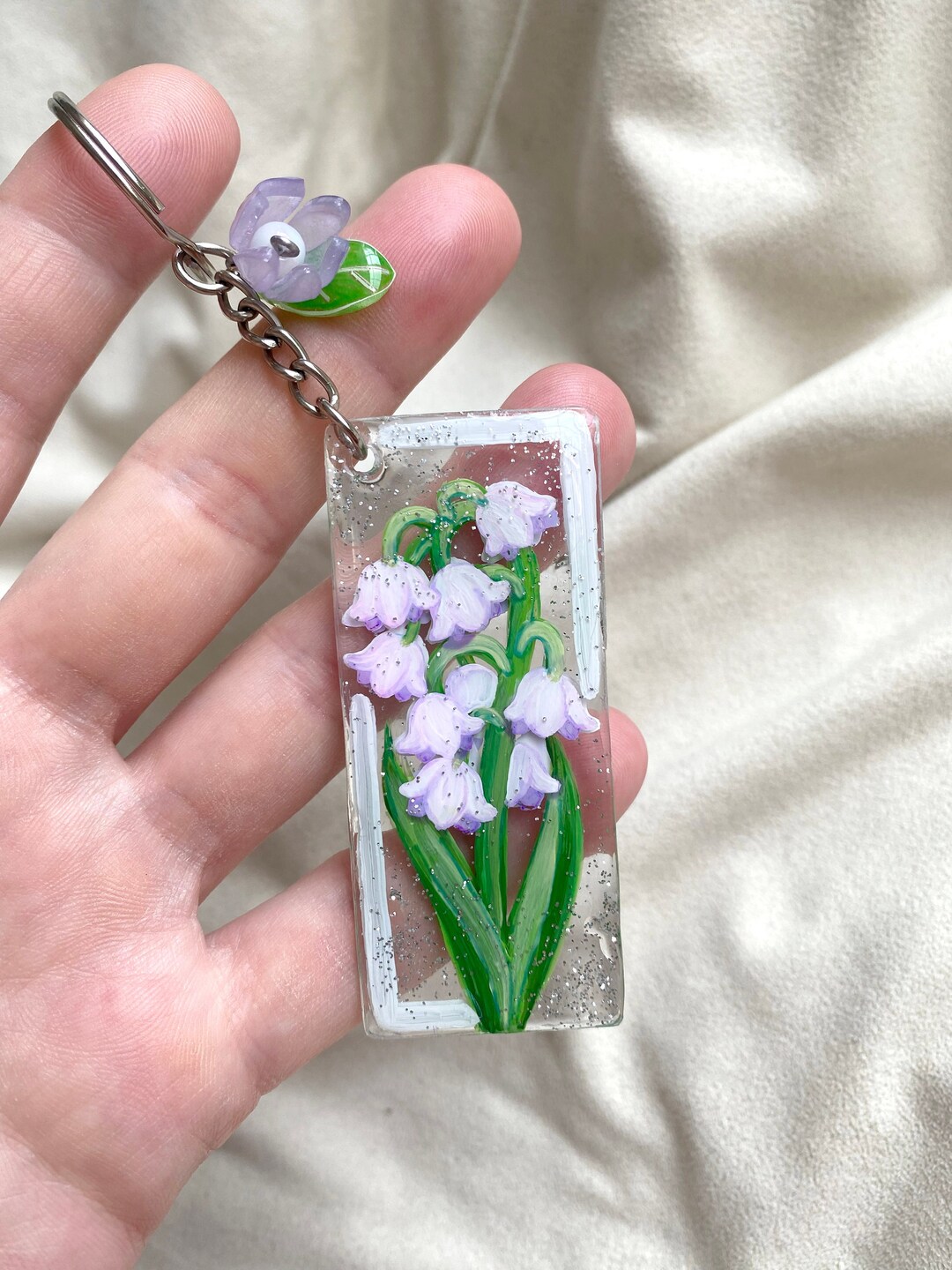 Cute Purple Lily of the Valley Keychain | Flower Keychain With Charms ...