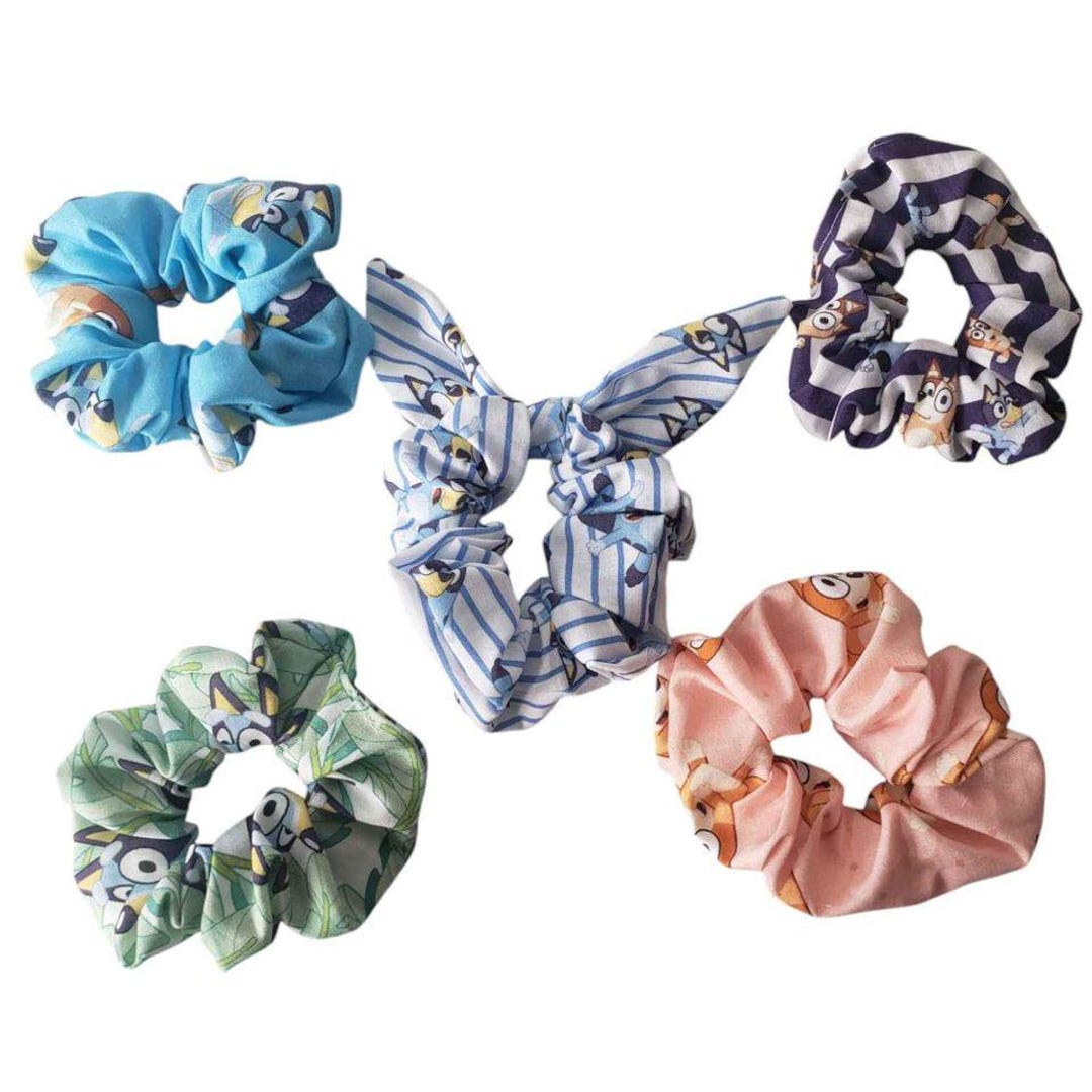 Bluey Scrunchie WITH BOW, Blue Heeler Dog, Scrunchies, Dog, Hair Ties ...