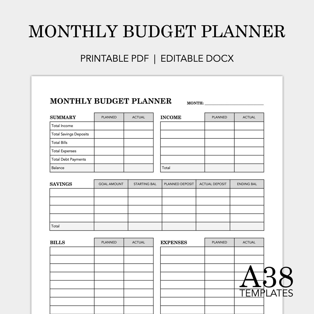 Monthly Budget Planner Template: Income and Expense Tracker (printable ...