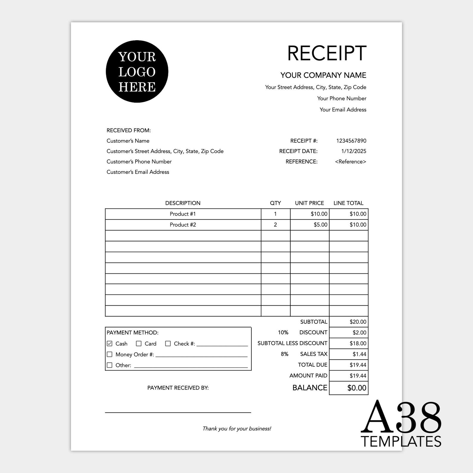 Editable Invoice and Receipt Template Bundle: Small Business Form ...